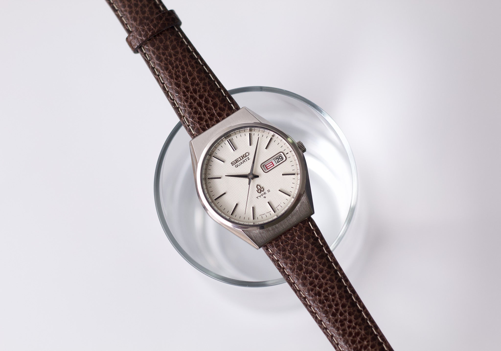 [Serviced] 1977 Seiko Type II Silver Checker Textured Dial Men's Wrist ...