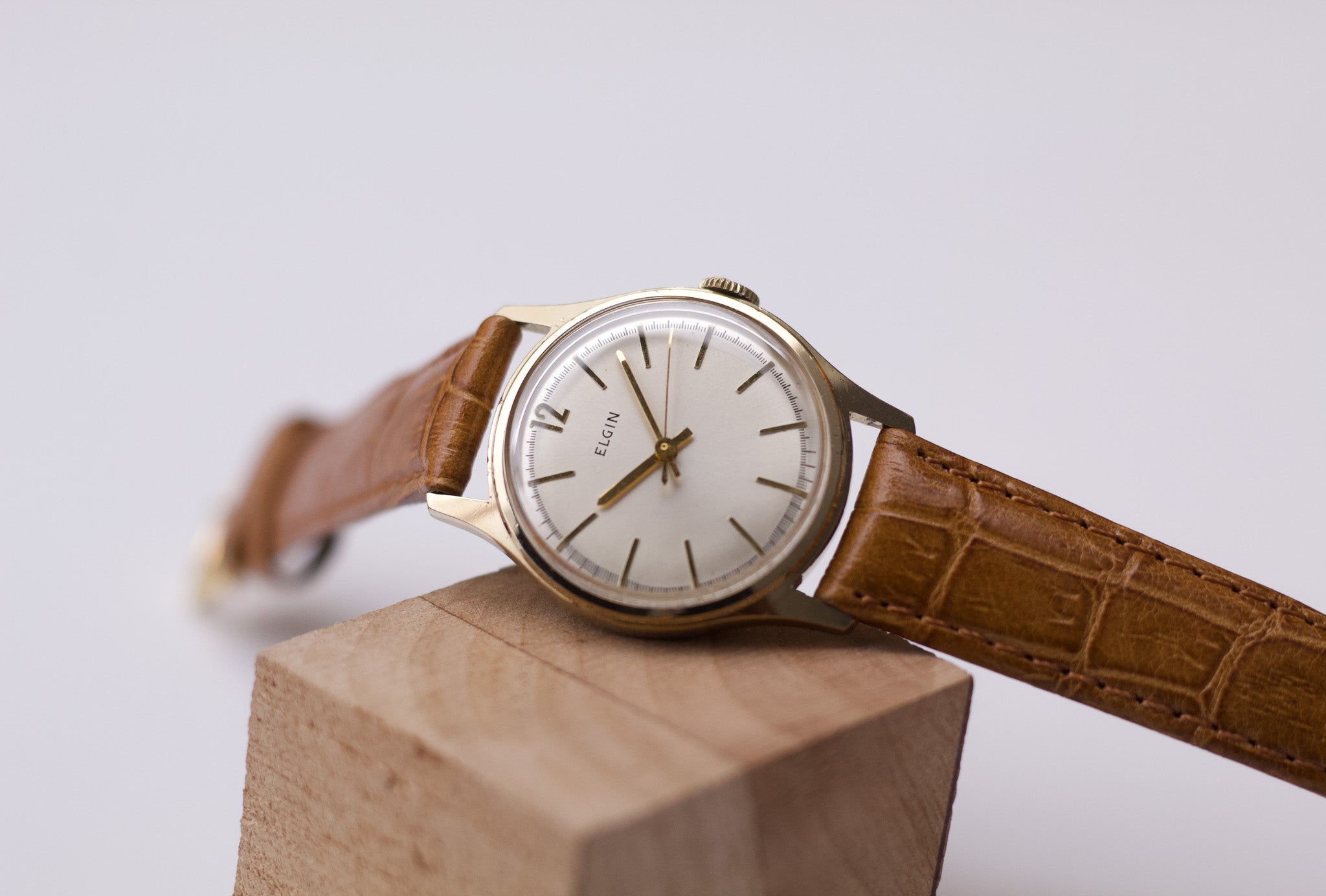 [Serviced] 1960s USA Elgin Light Silver Dial Men's Mechanical Wrist-Wa ...