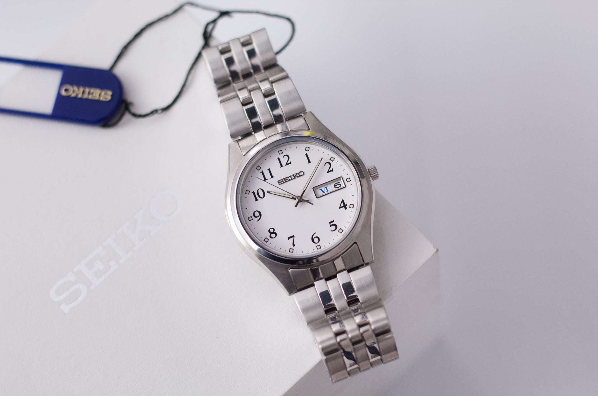 [Mint] 2003 Seiko Quartz Cream White Dial 'Large Numerals' Men's Wrist ...