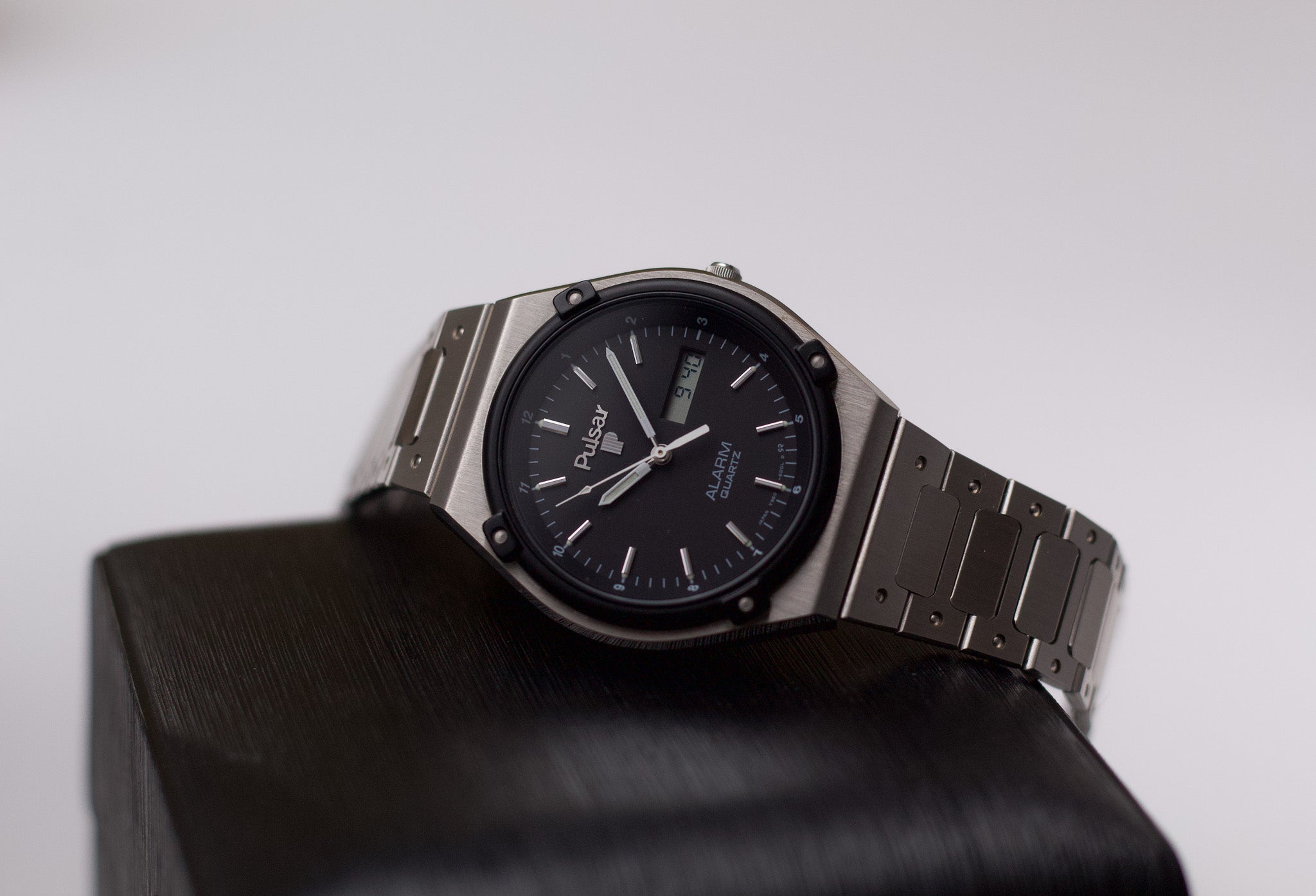 [New Old Stock] 1994 Pulsar Ana-Digi Matte Black Dial Men's Wrist-Watc ...