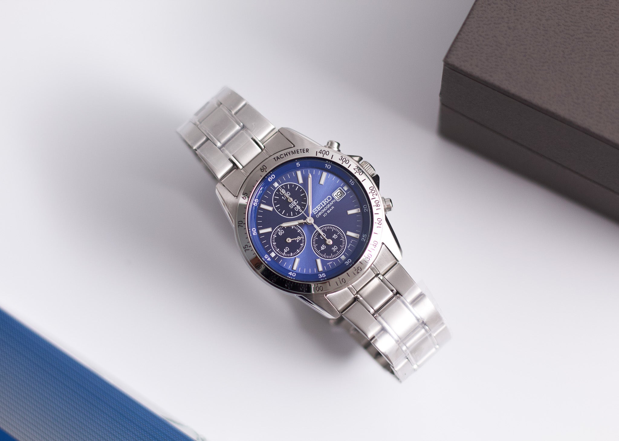 [Mint] 2000s Seiko Deep sea Blue-Sunburst Chronograph Men's Watch W/Pa ...